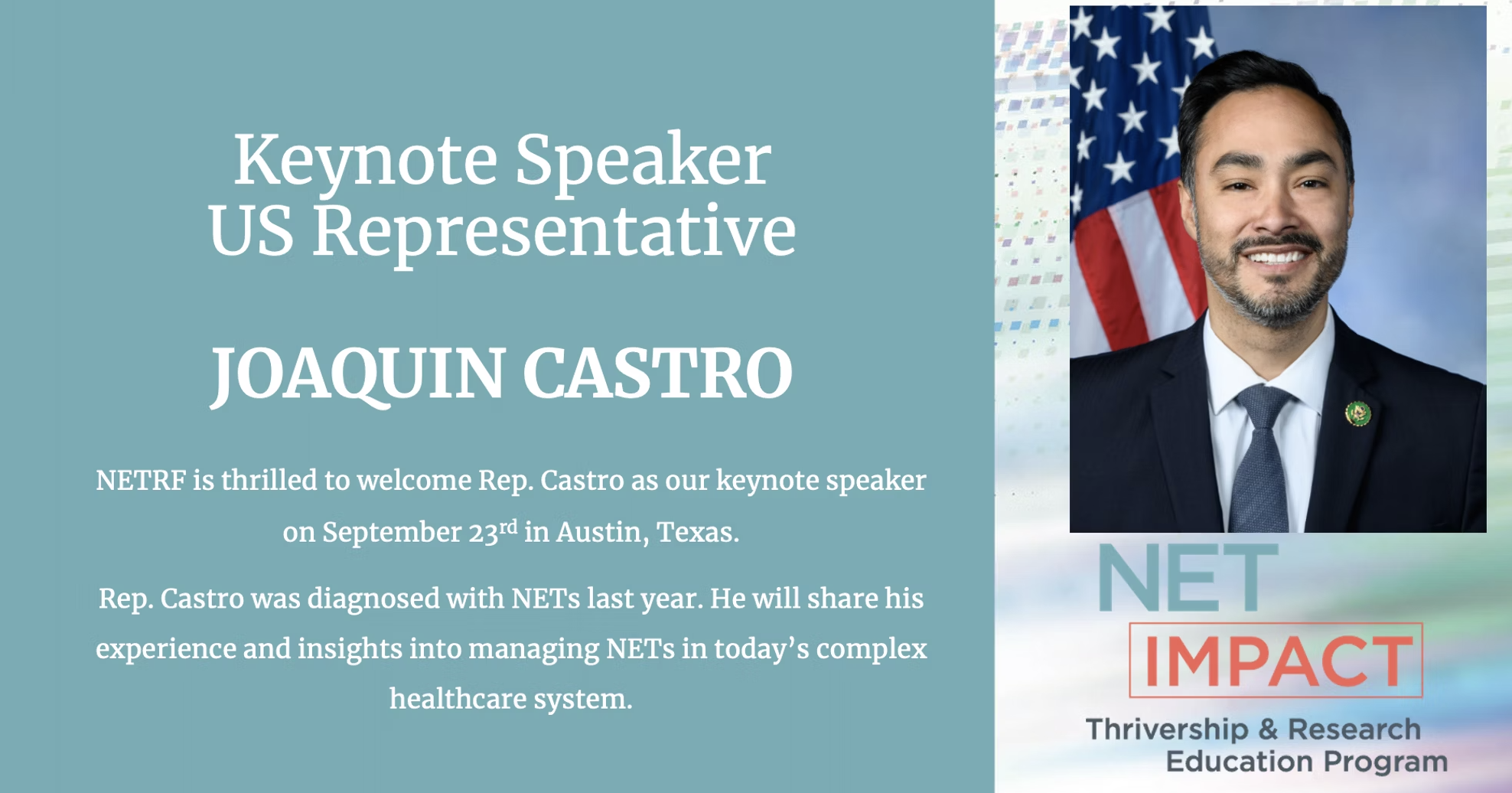 Rep. Joaquin Castro Shares his Personal NET Story at NETRF Patient Conference - NETRF